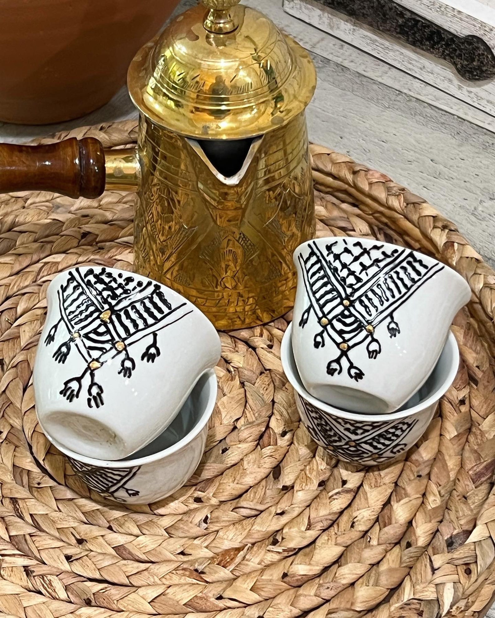 Kuffia Arabic Coffee Cups Set Set of 6 Cups Palestinian - Etsy