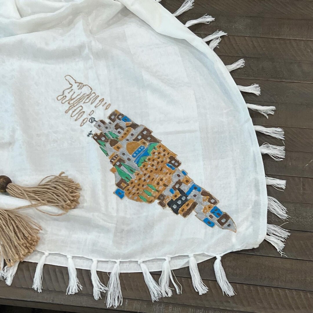 Palestine Map Hand Painted Kuffiya | Gold Finishing | Palestinian Home ...