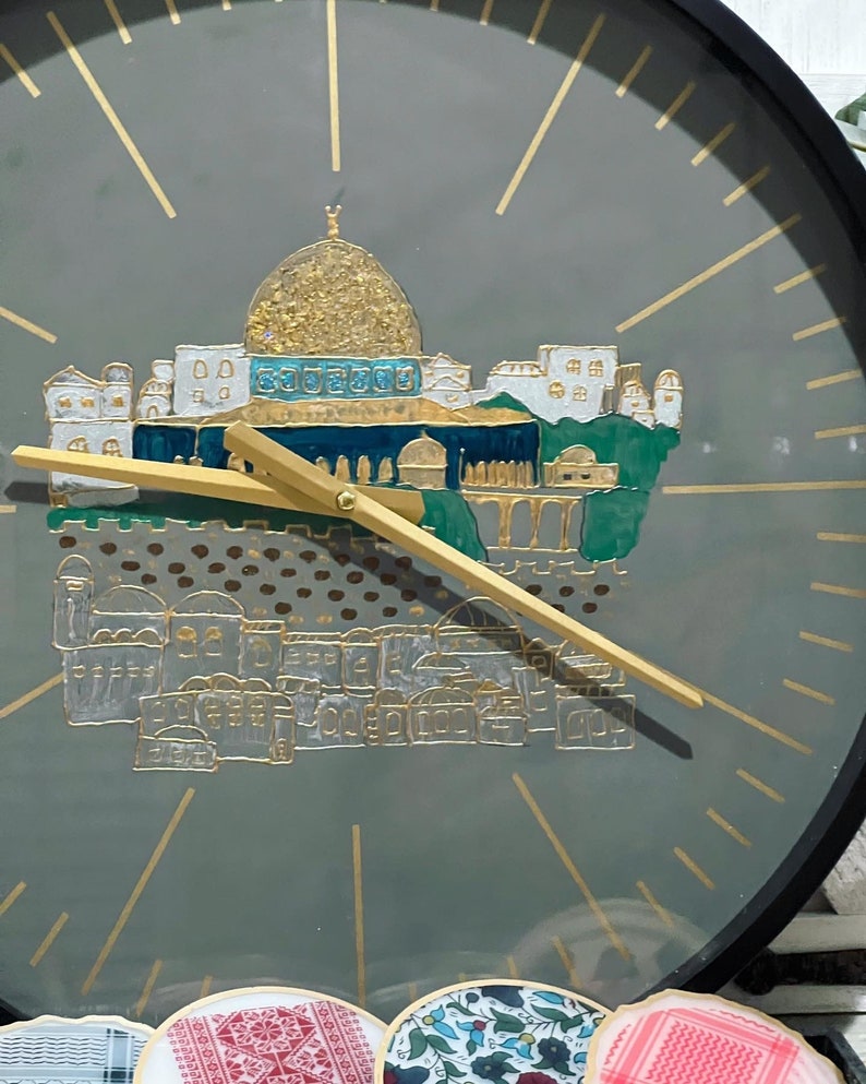 Jerusalem Palestine Wall Clock Palestine Jerusalem Clock - Etsy