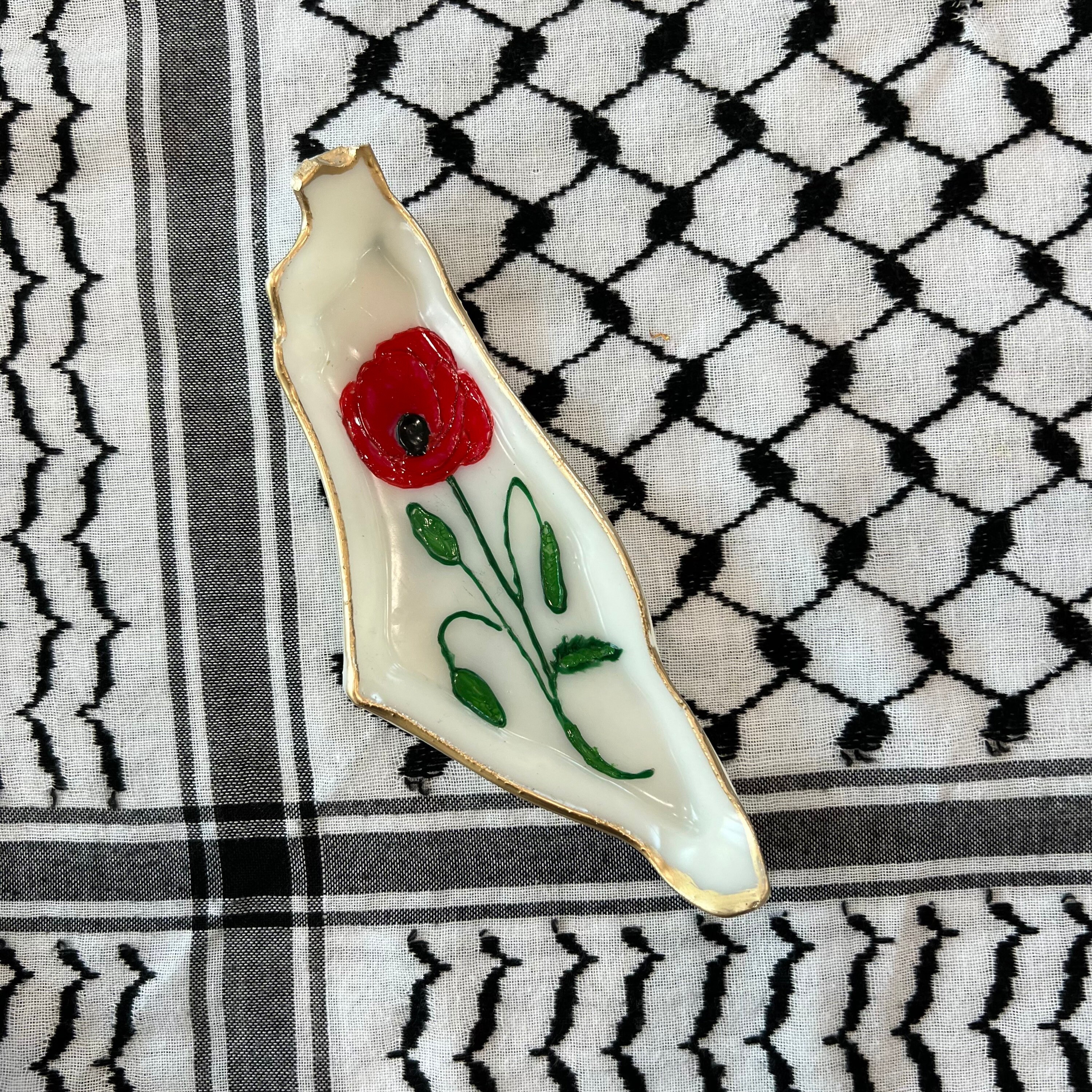 Palestine Map Trinket Dish | With Hand Painting the Most Famous Flower ...