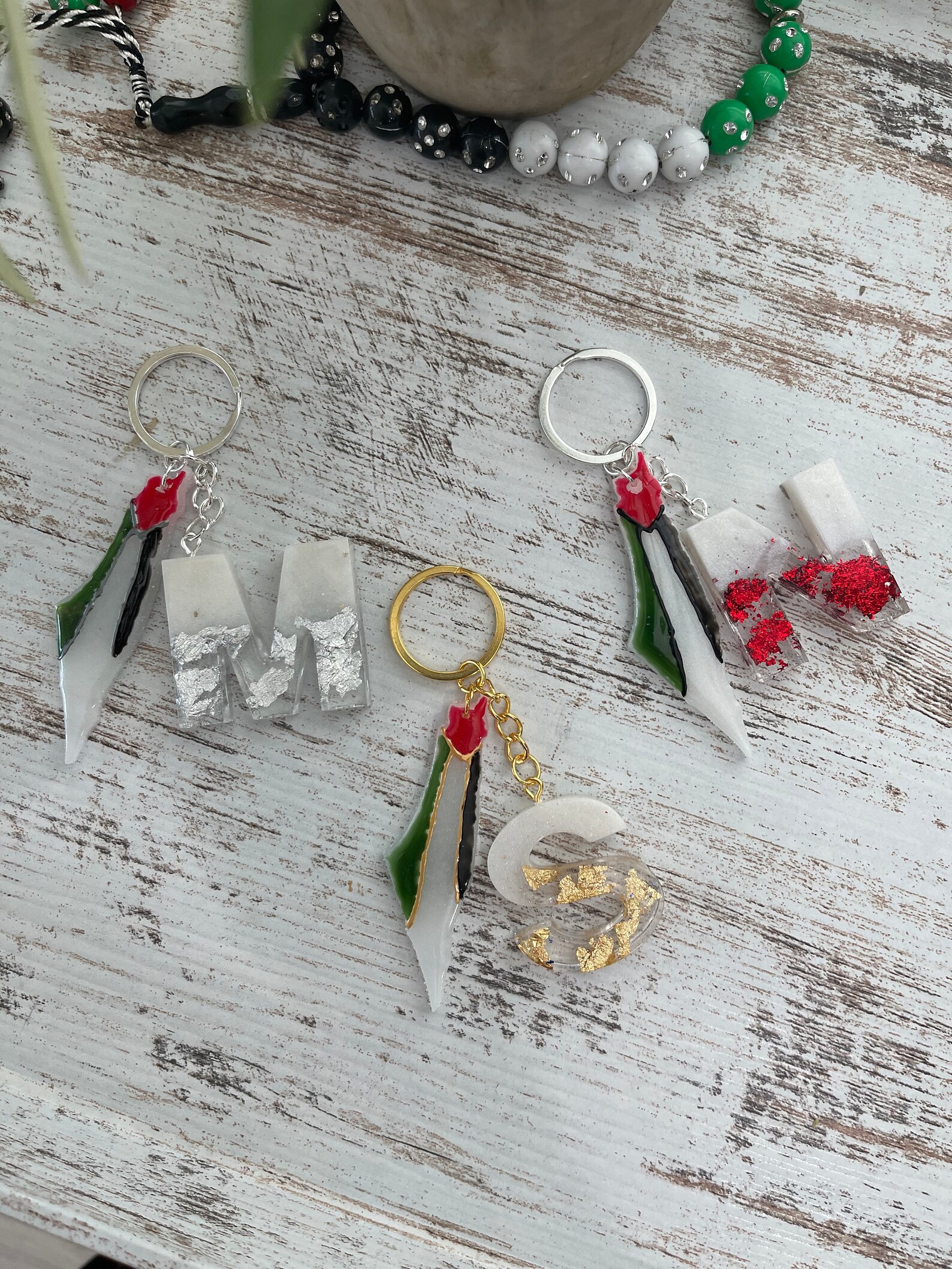 Palestine Flag Map and Your Letter Keychain Gold Flakes - Etsy