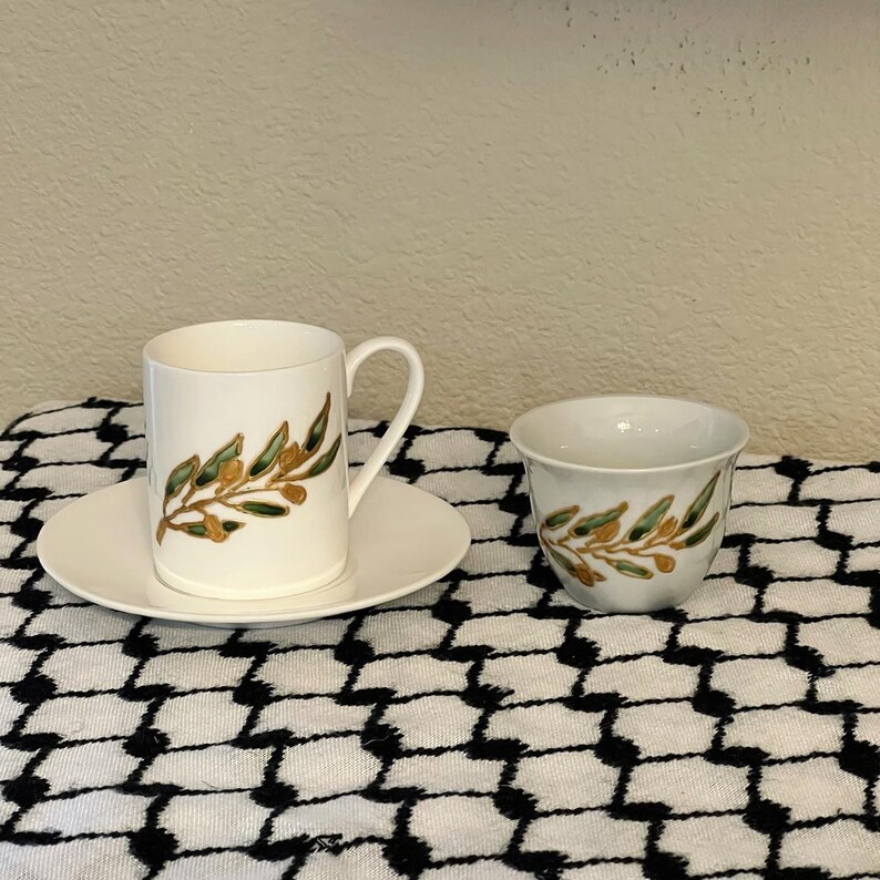 Palestine Coffee Cups Set | Set of 6 Cups | Hand-painted ARABIC or ...