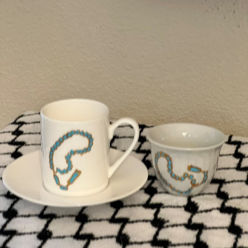 Palestine Coffee Cups Set | Set of 6 Cups | Hand-painted ARABIC or ...