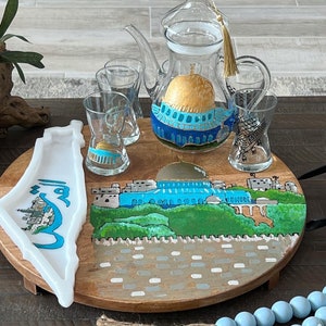 Palestine Arabic Coffee Cups Set of 6 and Coffee Pot Hand-painted With ...