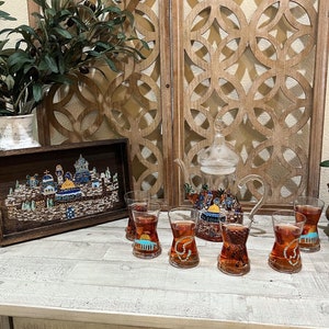 Palestine Tea Cups Set of 6 and Tea Pot Hand-painted With Option of the ...