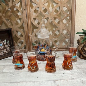 Palestine Tea Cups Set of 6 and Tea Pot Hand-painted With Option of the ...
