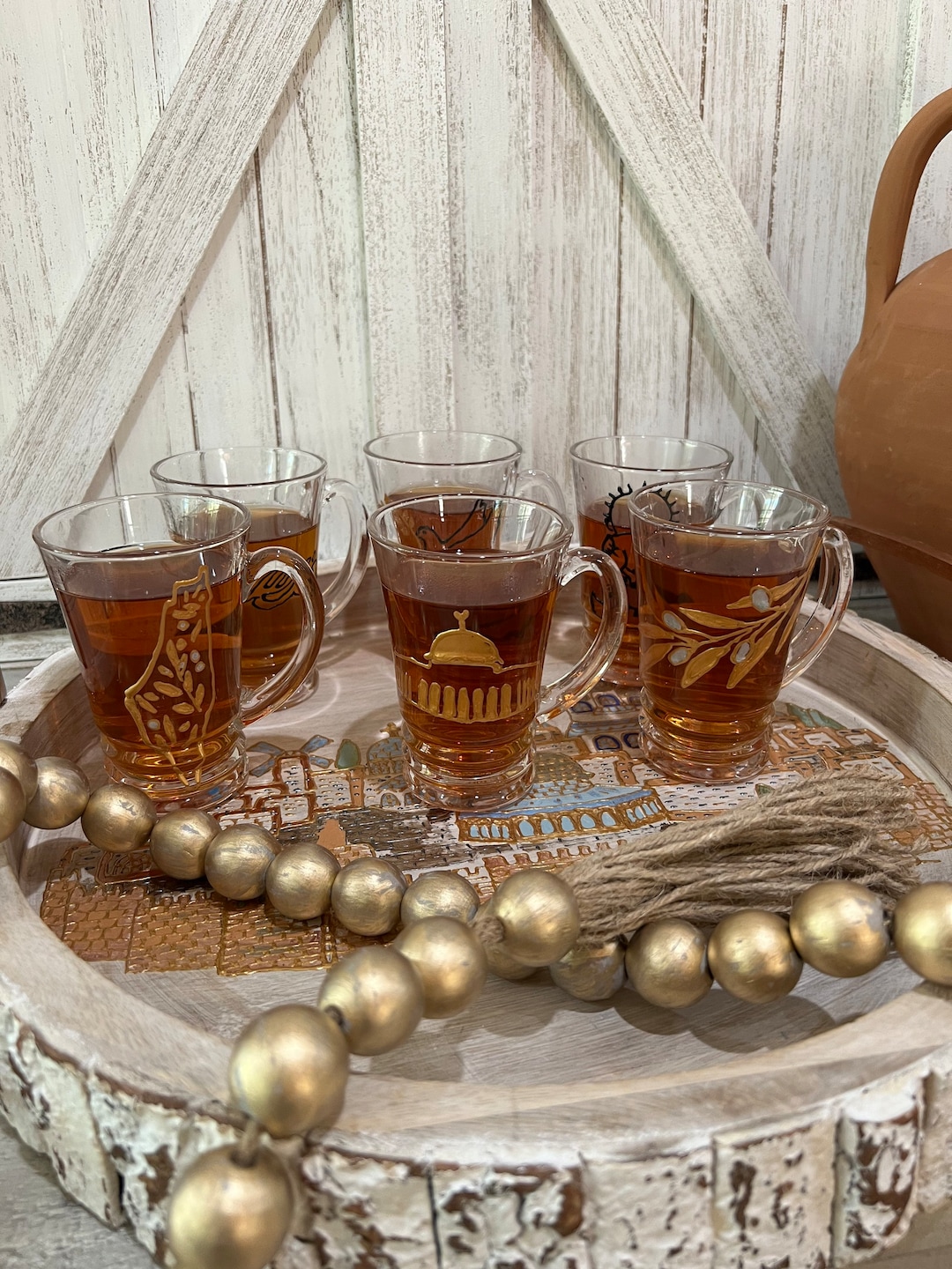 Palestine Teacups Set | Set of 6 Cups | Hand-painted Teacups Set ...