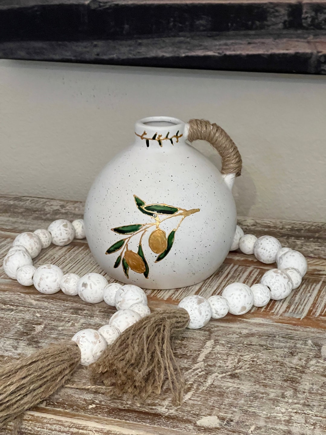 Palestine Vase Hand Painted With Olive Vines| Palestinian Decoration ...