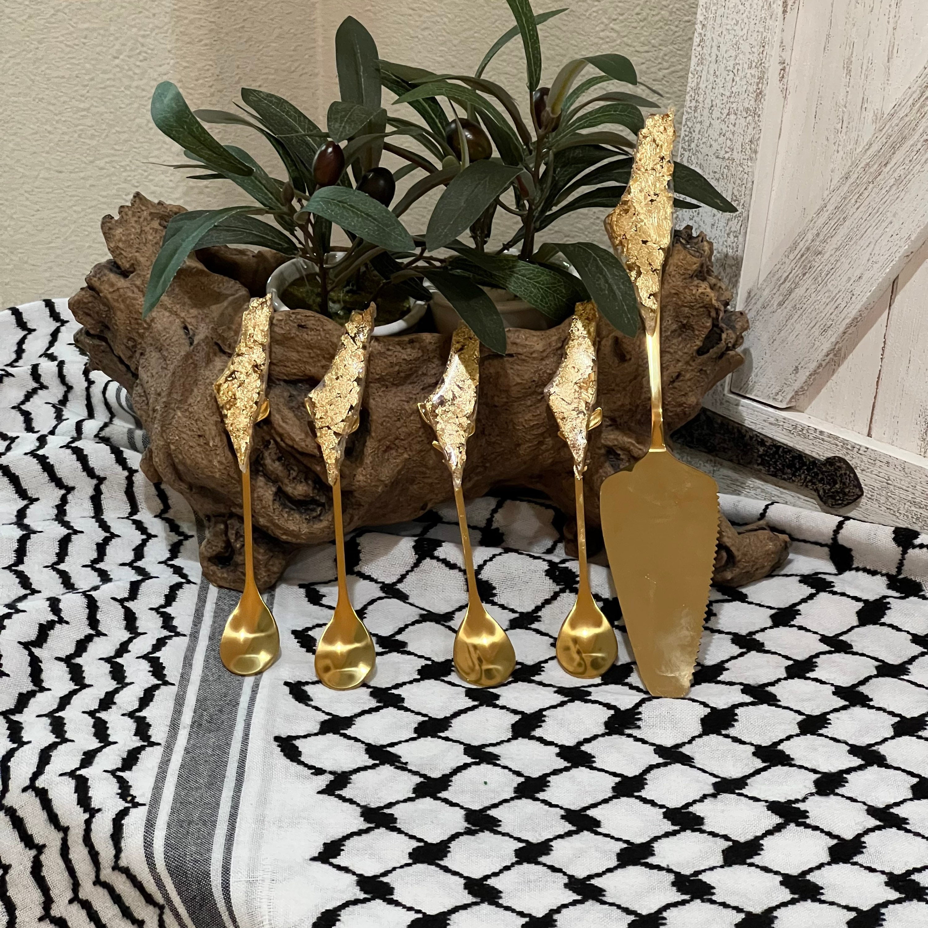 Palestine Map Spoons or Forks Serving Set gold Palestinian - Etsy