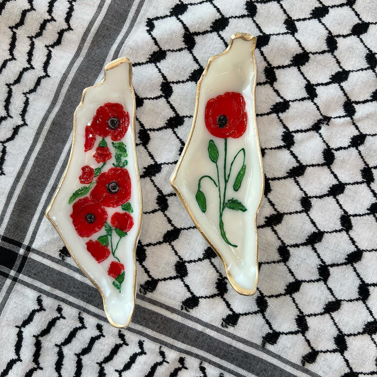 Palestine Map Trinket Dish | With Hand Painting the Most Famous Flower ...