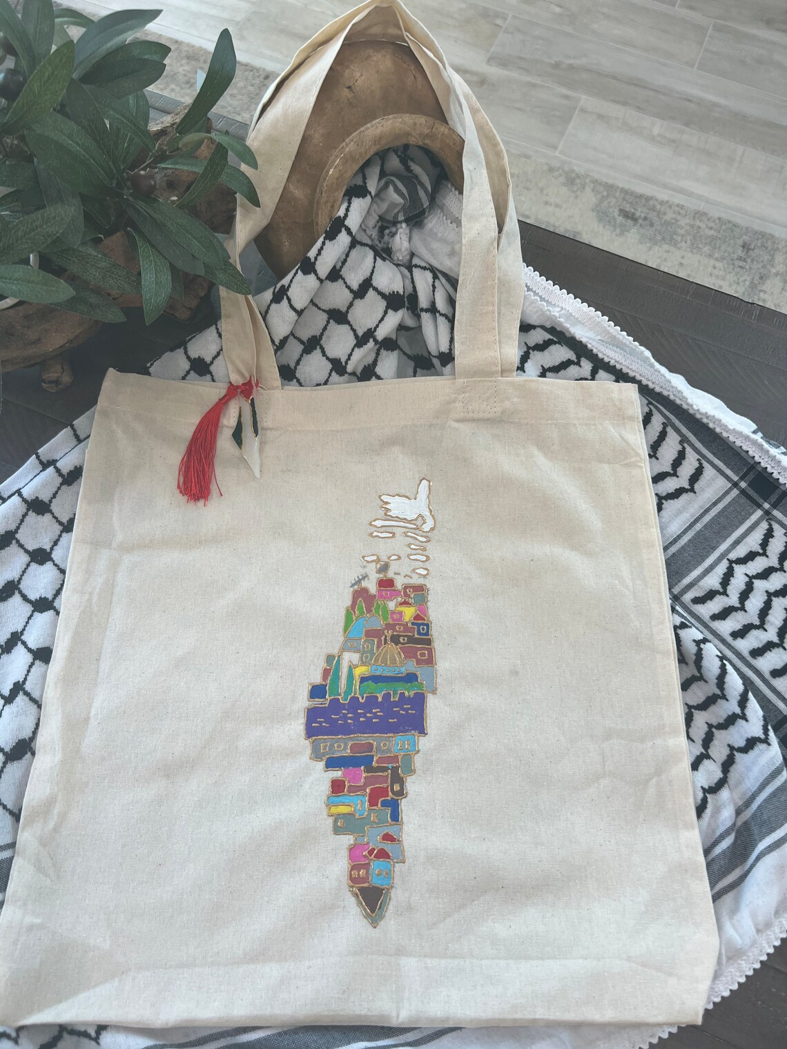 Palestine Map Hand Painted on Tote Bag Palestine Map With - Etsy