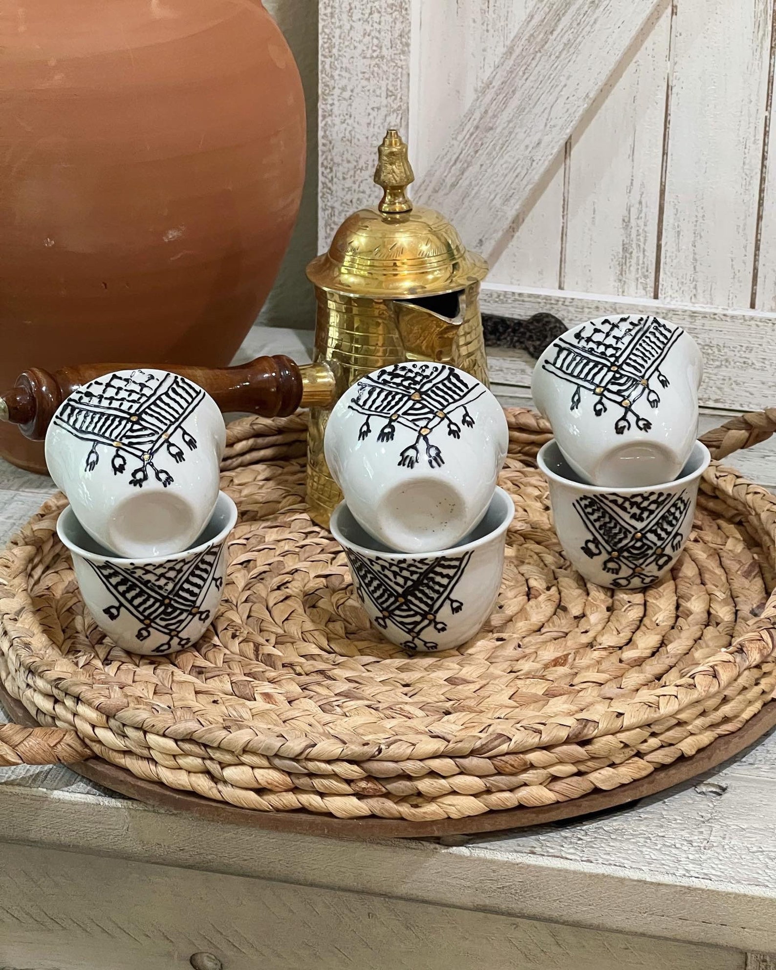 Kuffia Arabic Coffee Cups Set Set of 6 Cups Palestinian - Etsy