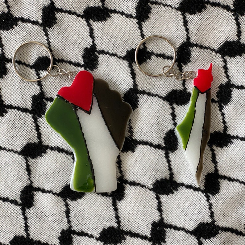 Palestine Flag Map Fist Keychain - Etsy