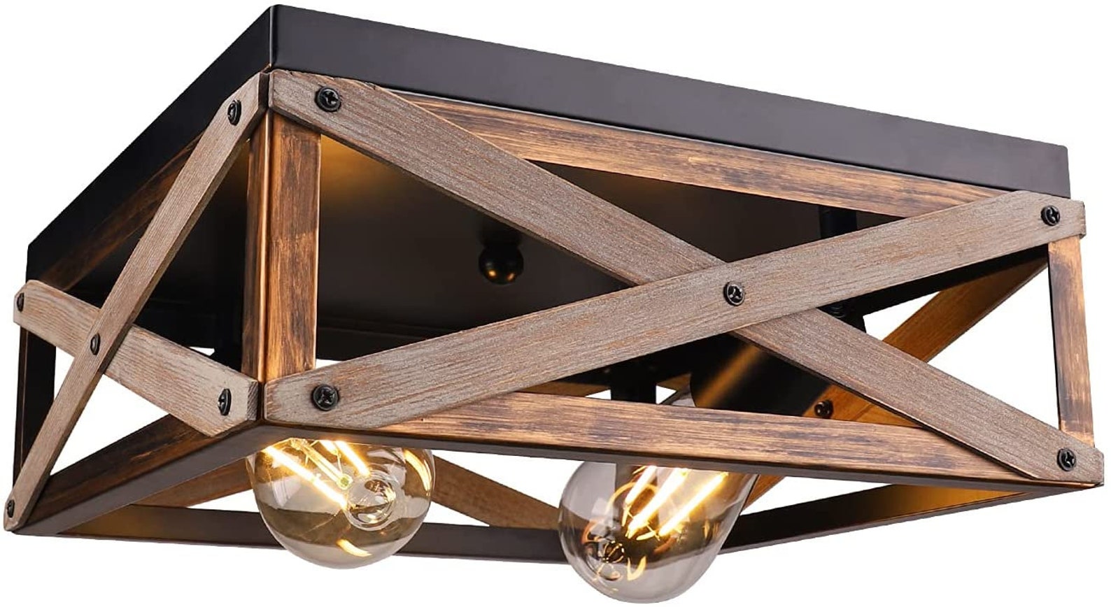 Rustic Farmhouse Flush Mount Ceiling Light Fixture 2-Light | Etsy