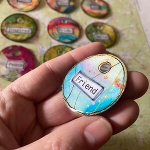 Whimsical Word Tags -4 1-1/2” Round or Heart Shaped Tag, Thick Gloss on ...