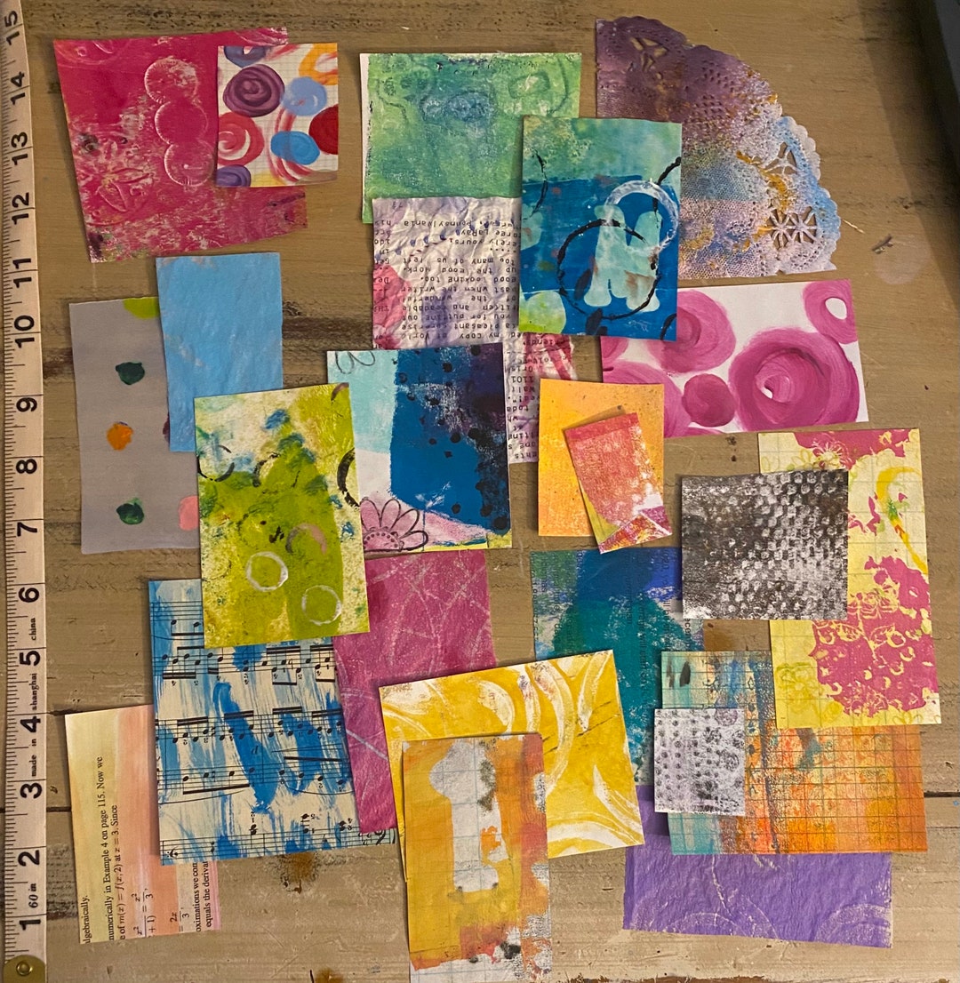 Mini Painted Scrap Pack - Colorful Painted Scrap Paper Set - Altered ...