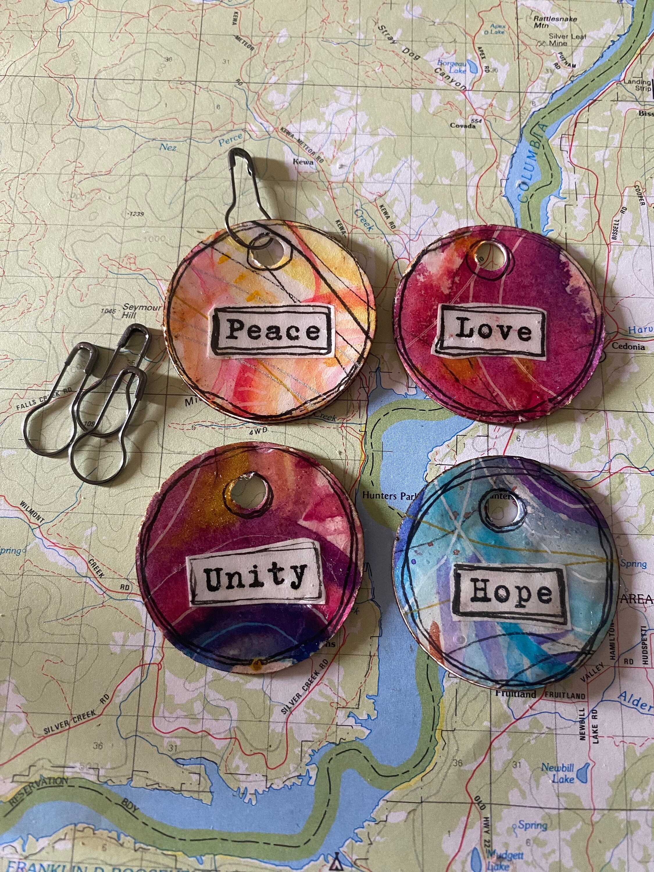 Whimsical Word Tags -4 1-1/2” Round or Heart Shaped Tag, Thick Gloss on ...