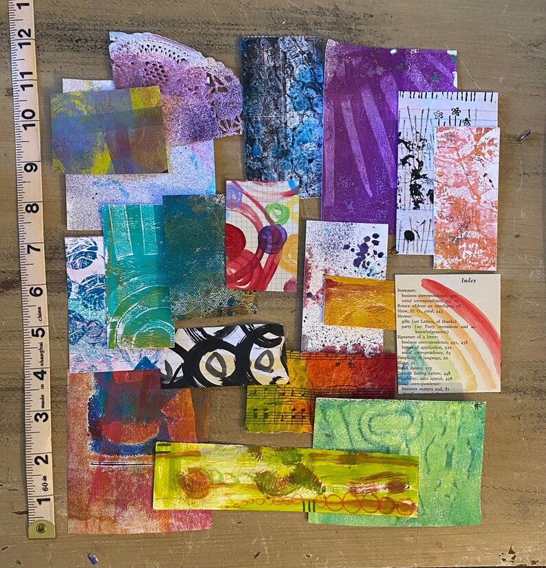 Mini Painted Paper Scrap Pack: Mixed Media Collage, Junk Journal ...