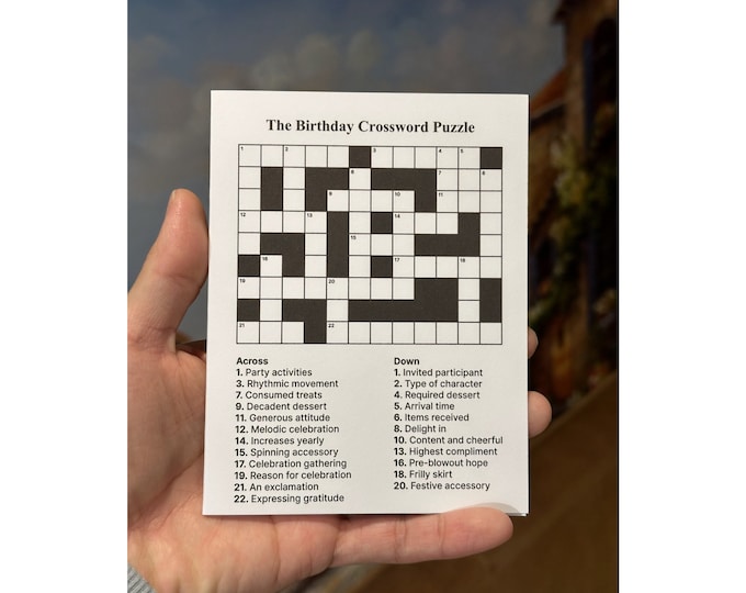 The Birthday Crossword Puzzle | Birthday Card - Etsy