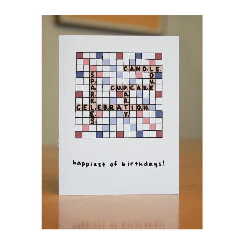 Scrabble Birthday Card Word Game Scrabble Birthday Card Greeting Card ...