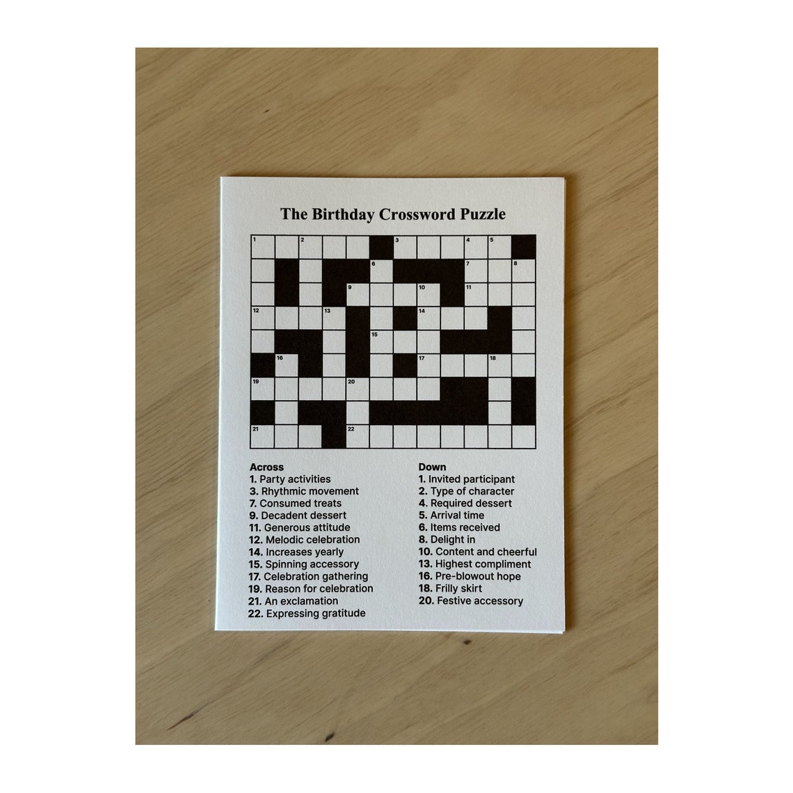 The Birthday Crossword Puzzle | Birthday Card - Etsy