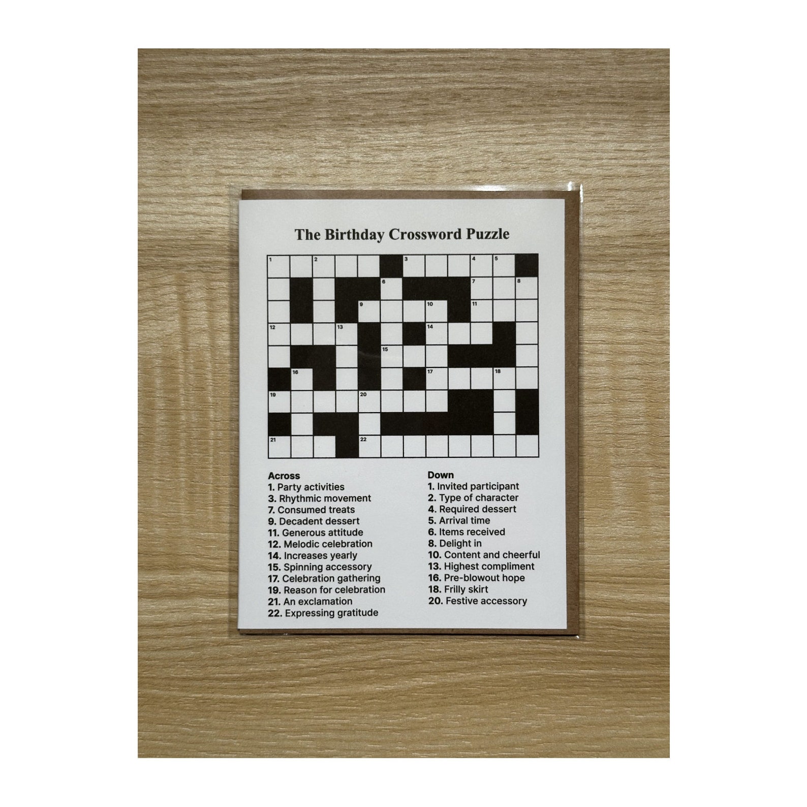 The Birthday Crossword Puzzle | Birthday Card - Etsy