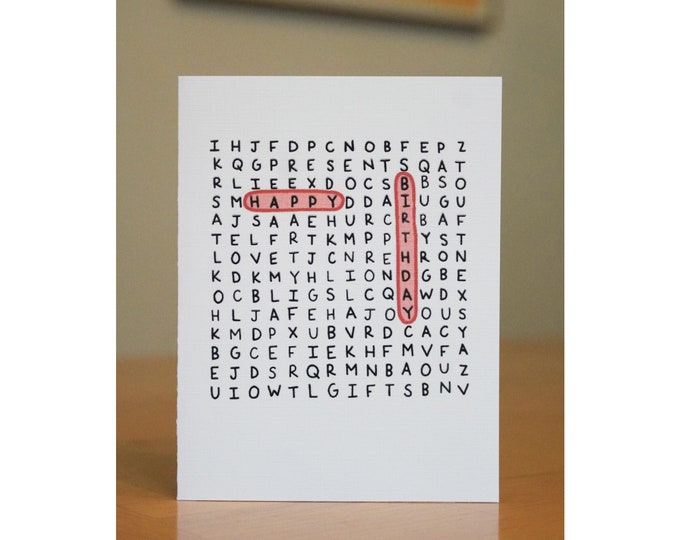 Word Search Birthday Card | Word Game | Word Search | Birthday Card ...