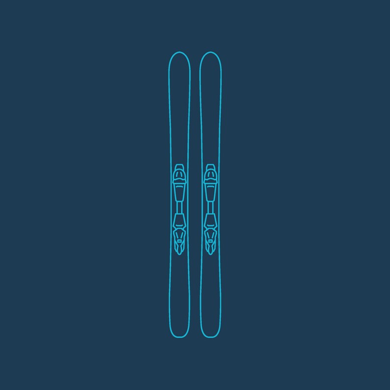 Skis Print - Dark Blue / Digital Instant Download / Ski Artwork ...