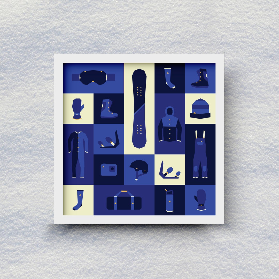 Snowboard Art - Grid / Digital Instant Download / Snowboard Artwork ...