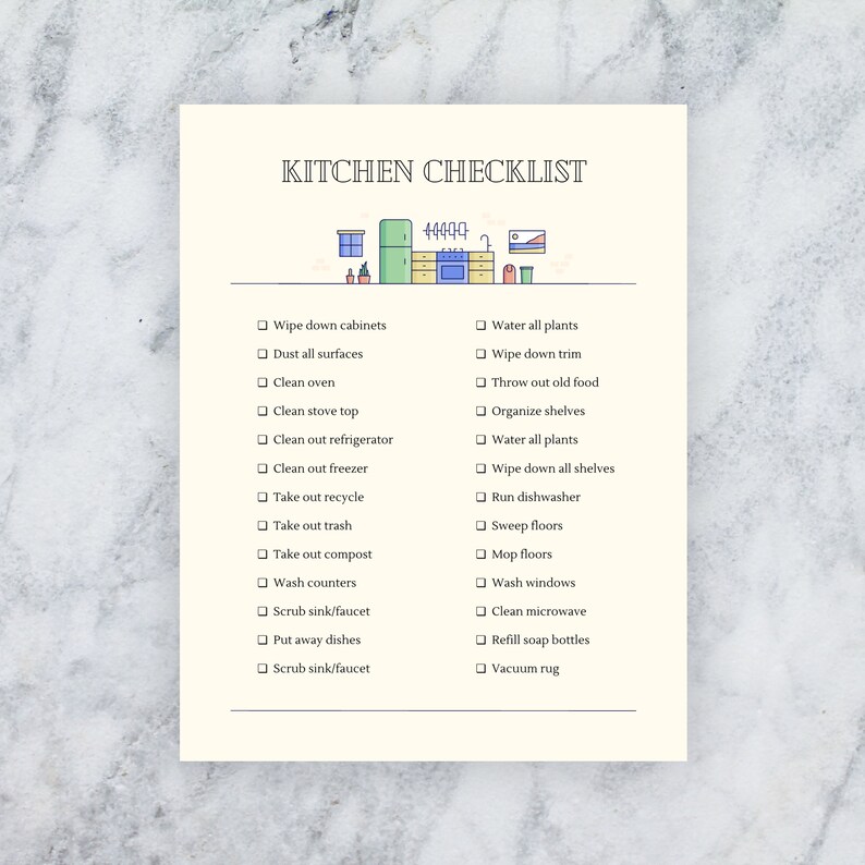 Editable Kitchen Cleaning Checklist Canva Template - Digital Download ...