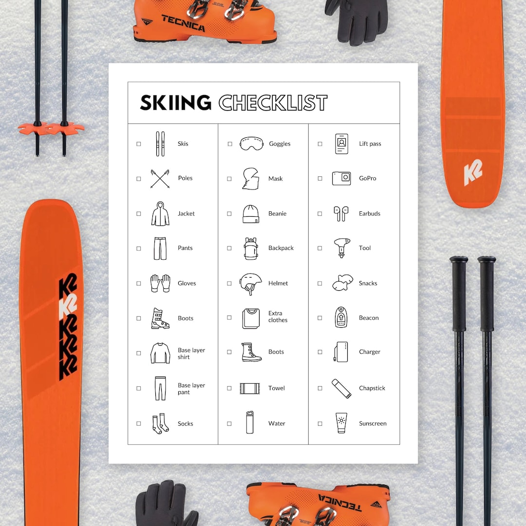 Checklist Skiing / EDITABLE Canva Template / Printable Ski Checklist ...