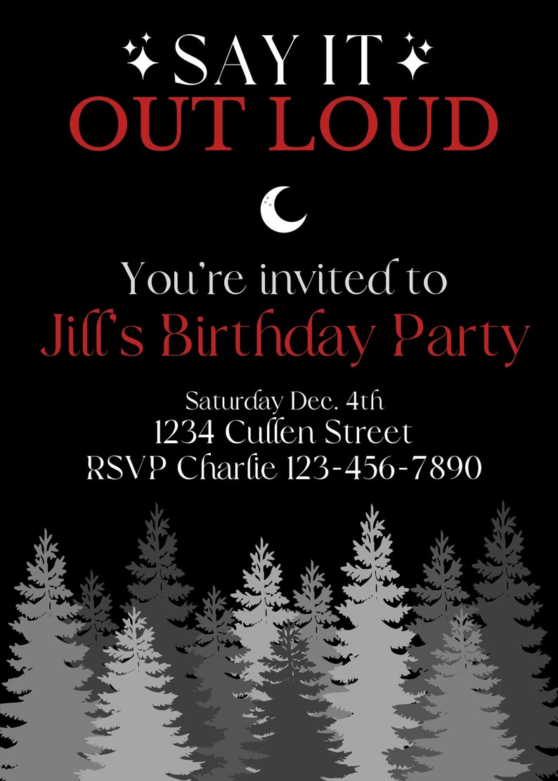 Editable Twilight Moon Vampire Birthday Party Invitation Black - Etsy Editable Twilight Moon Vampire Birthday Party Invitation Black - Etsy