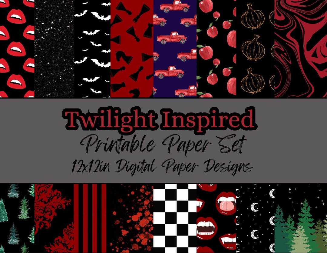 Twilight Inspired Digital Paper Set 12x12in Printable Scrapbook Journal ...