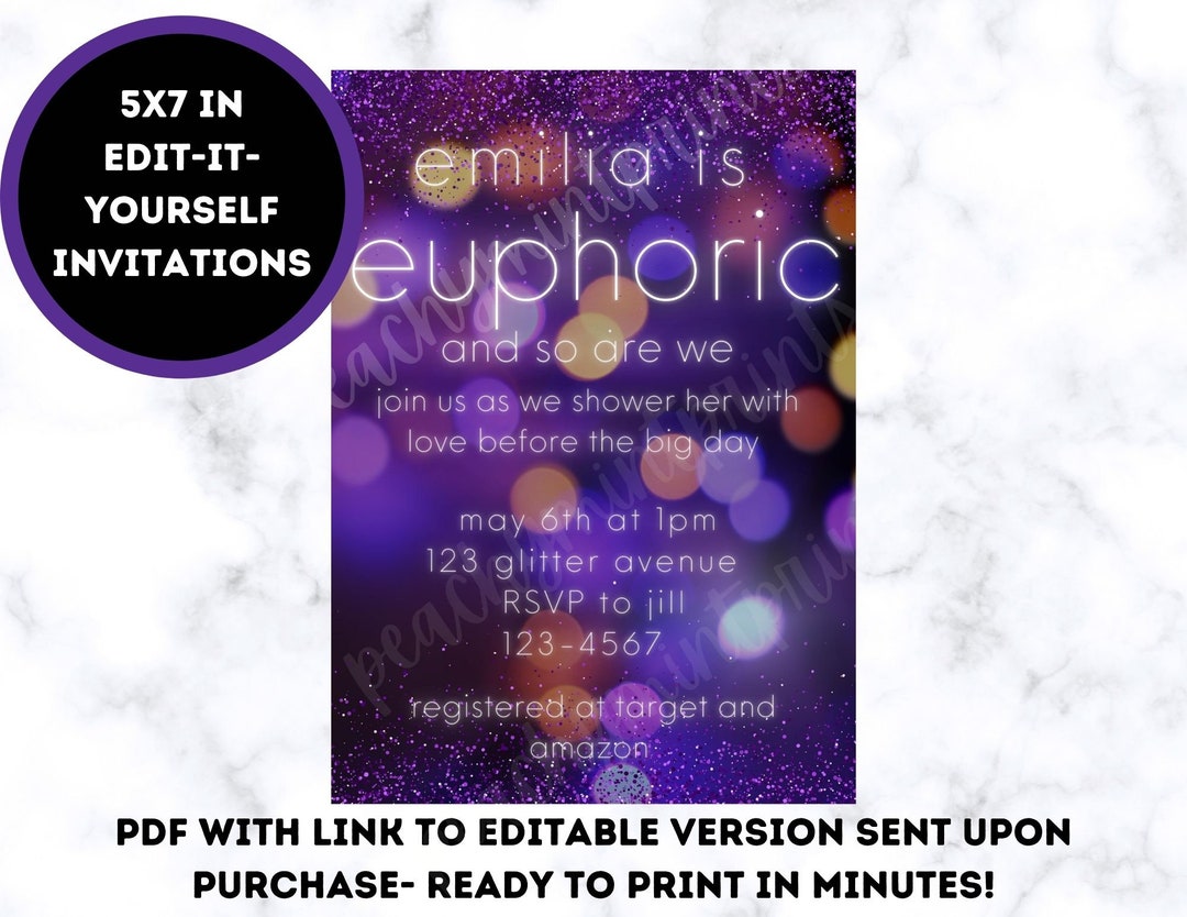 Editable Euphoria Bachelorette Birthday Bridal Shower Party Invite ...