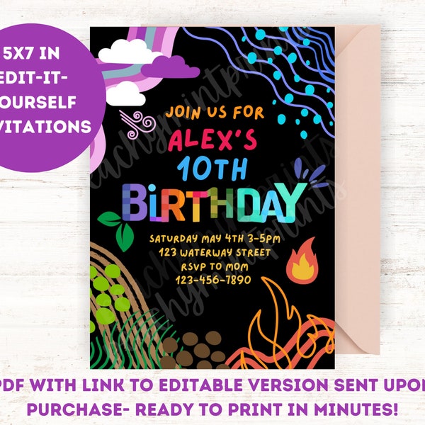 Elemental Birthday Party Invitation - Etsy