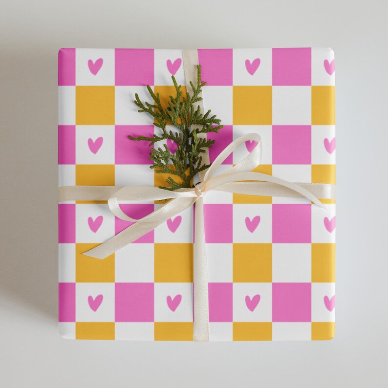Pink Gingham Checked Wrapping Paper Sheets - Etsy