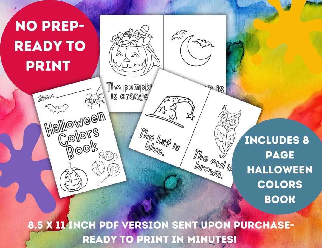 Halloween Colors No Prep Coloring Book Worksheets Elementary Primary ...