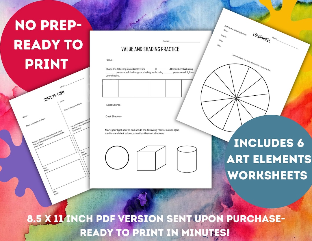 Art Elements No Prep Worksheets Printable Digital Instant Download - Etsy
