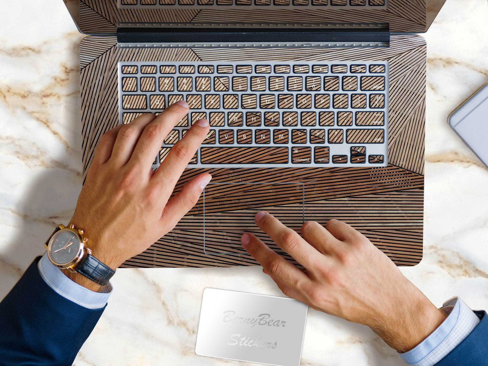 Electronics & Accessories Geometric pattern wood texture laptop skin ...