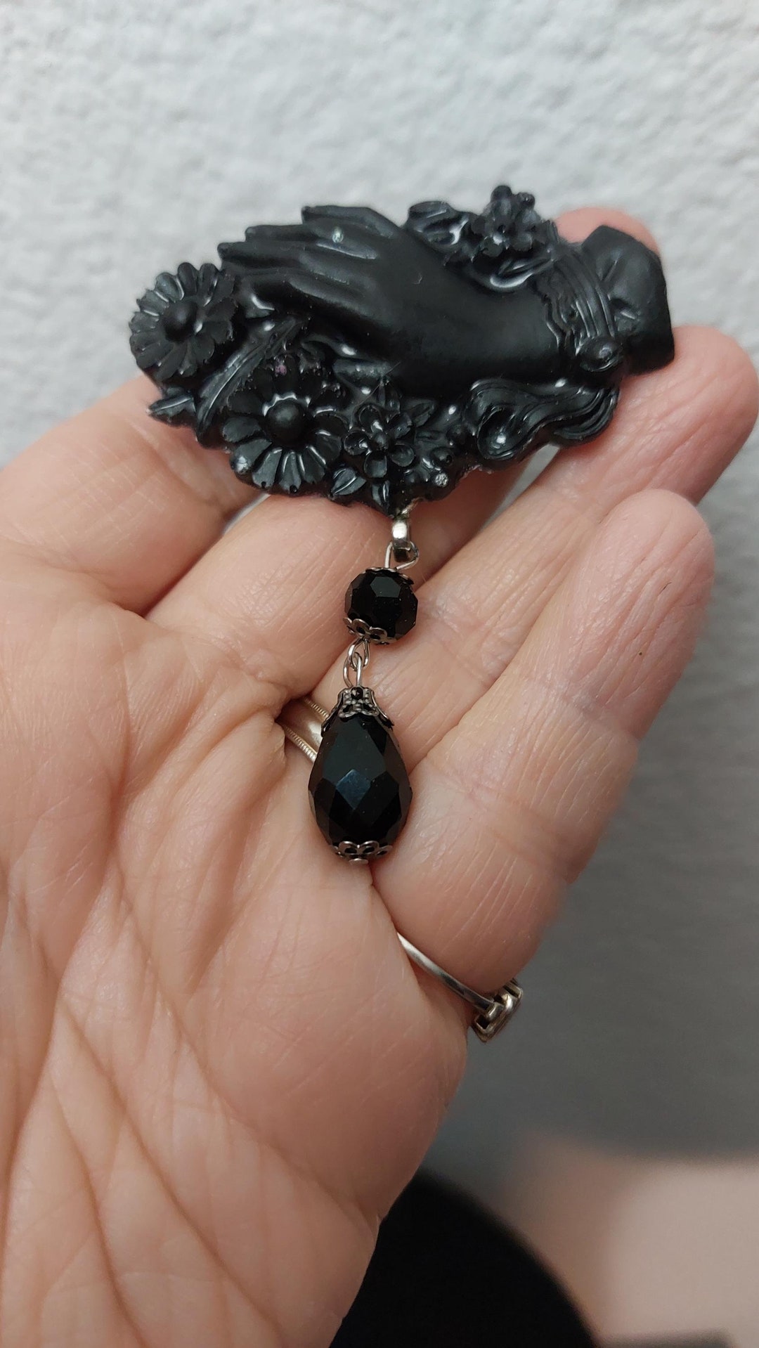 Victorian Hand W Flowers Brooch Pin, Elegant Gloves W Ribbon Bows ...