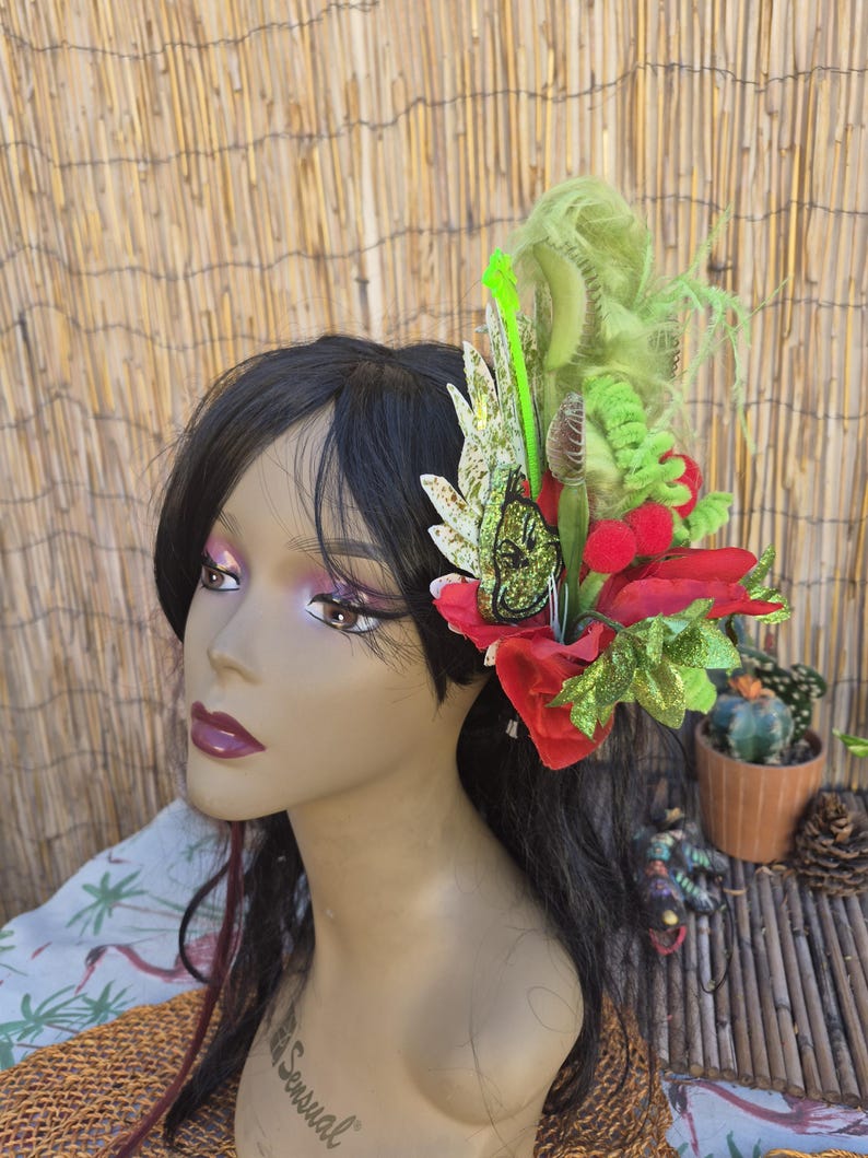 Sparkly Tropical Grinch Inspired Hair Flower With Venus Flytraps for ...
