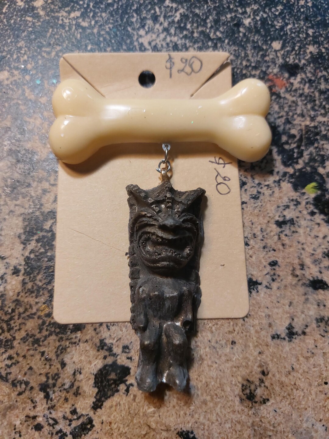 Bone With Tiki Brooch Pin, Jungle Queen, Tribal, Totem, Tiki God, Aloha ...