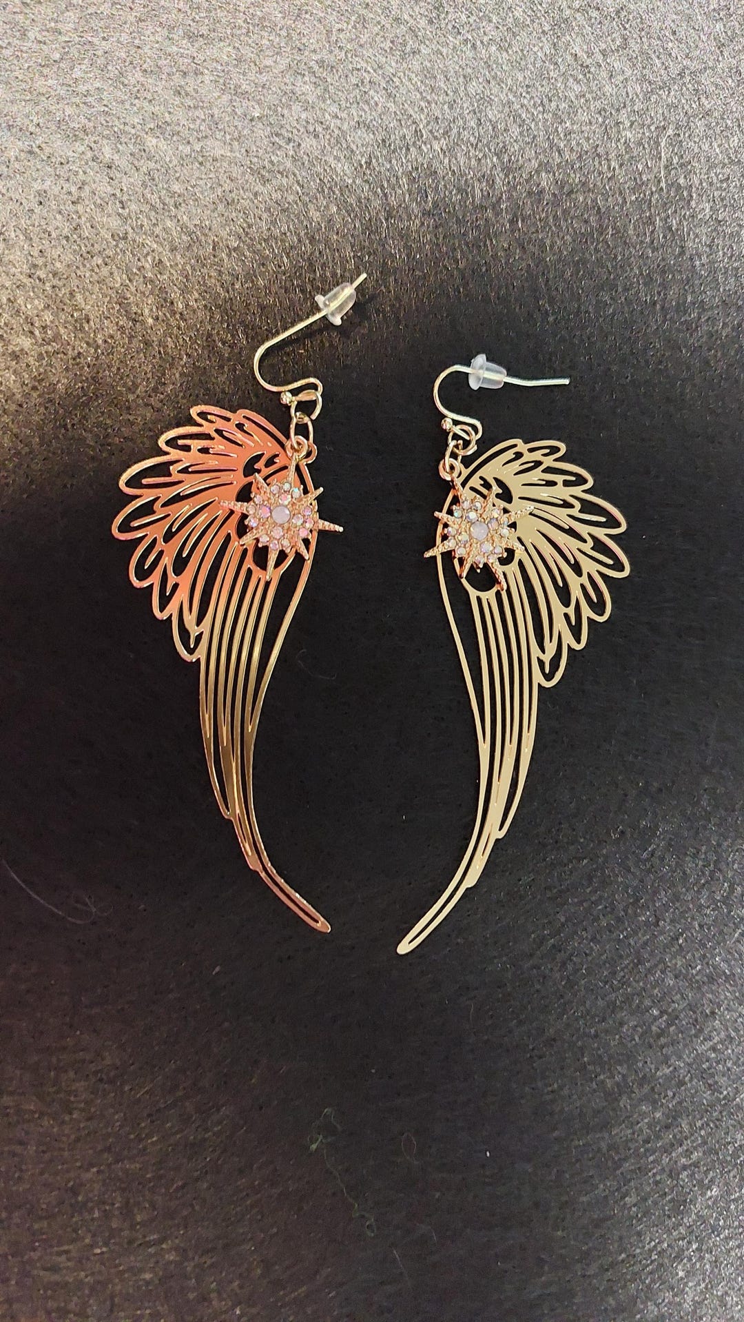 Gold Filigree Wing Earrings: Rhinestone Star, Fairycore Festival - Etsy