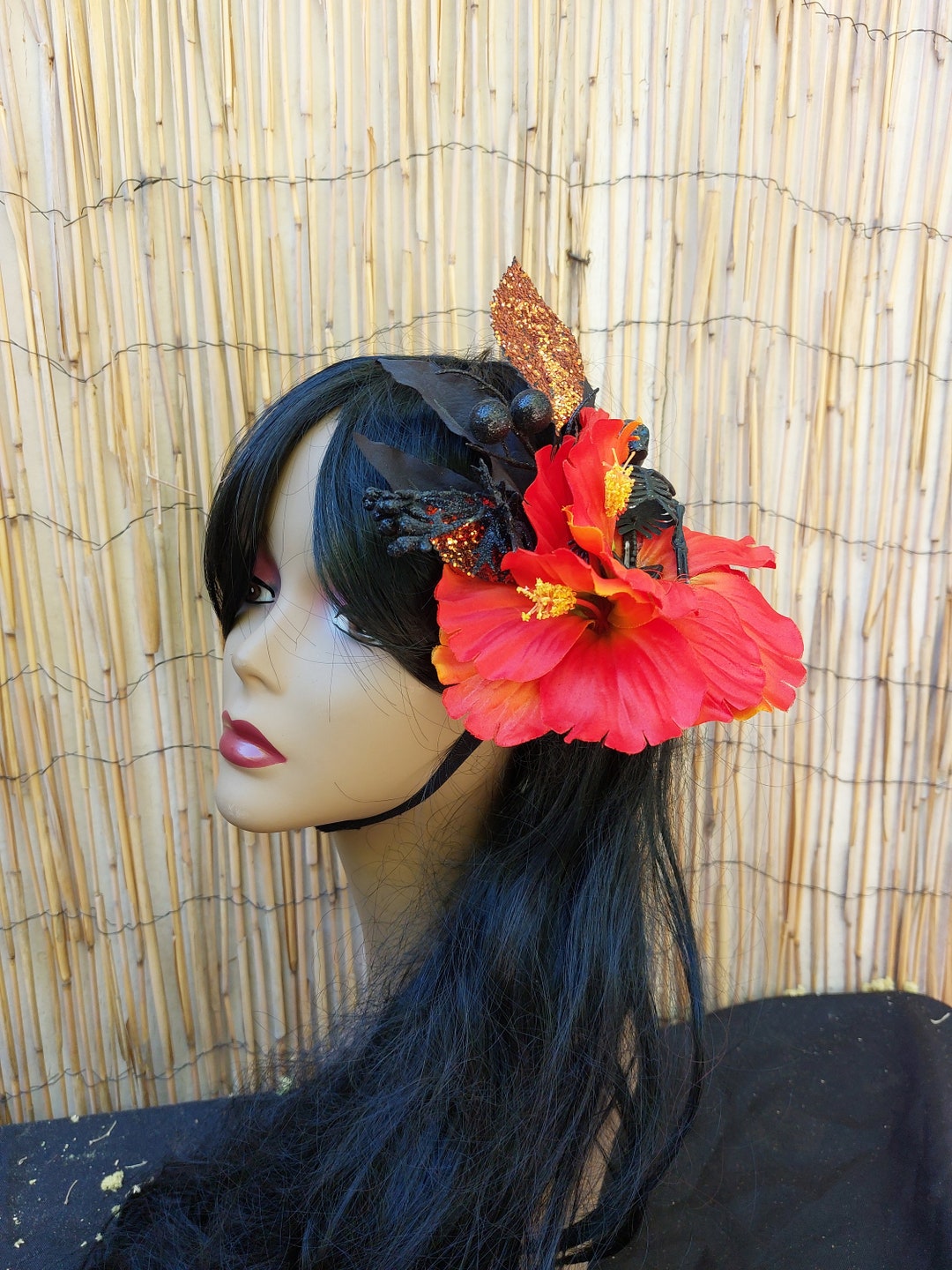 Fun Creepy Tiki Hair Flower Clip Hibiscus With Skeleton - Etsy