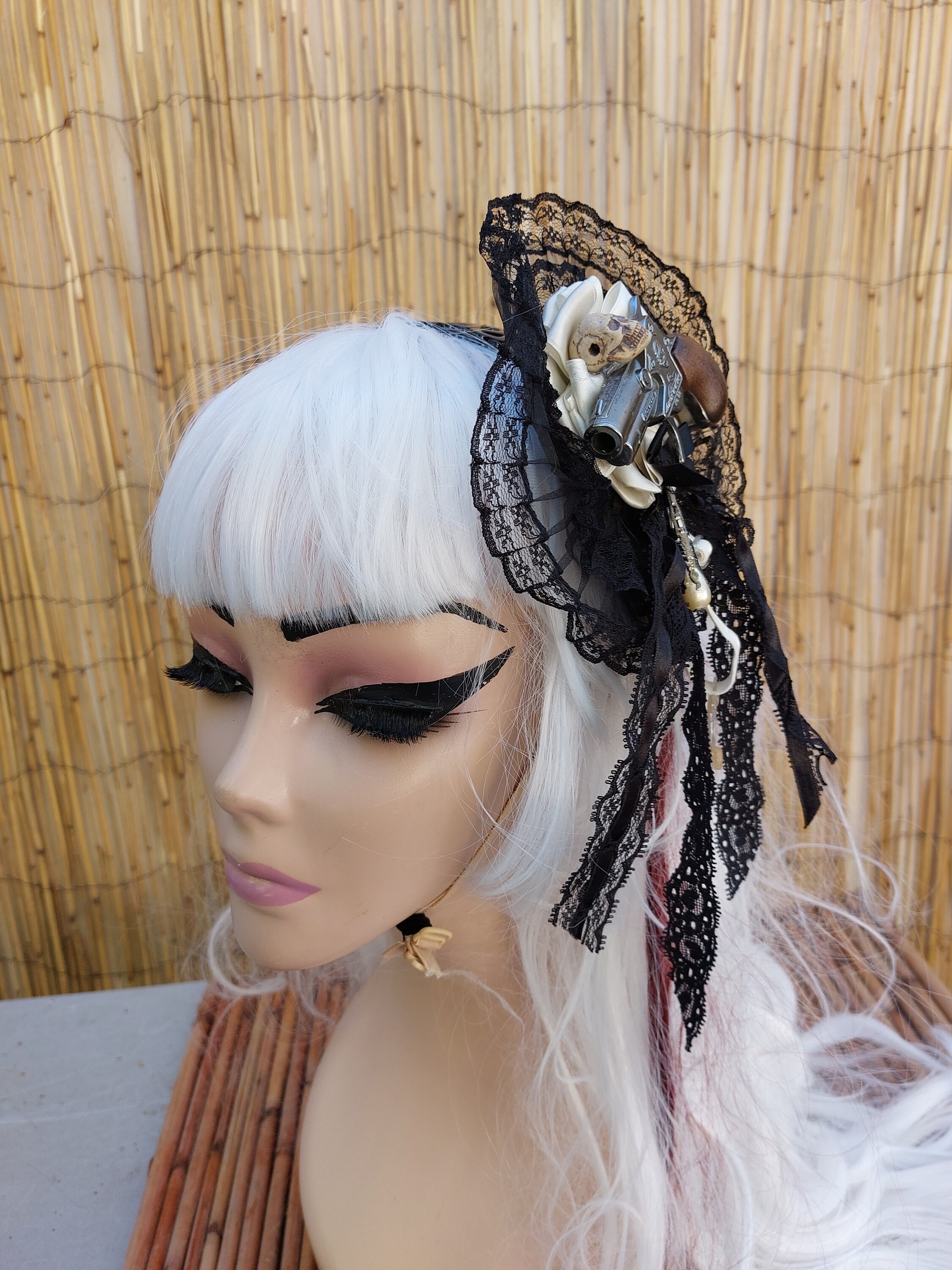 Wild West Fascinator on Headband, Pistol With Skull and Lace ...