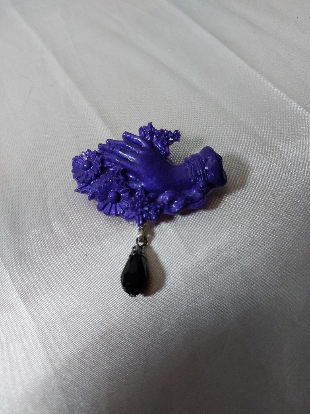 Victorian Hand W Flowers Brooch Pin, Elegant Gloves W Ribbon Bows ...