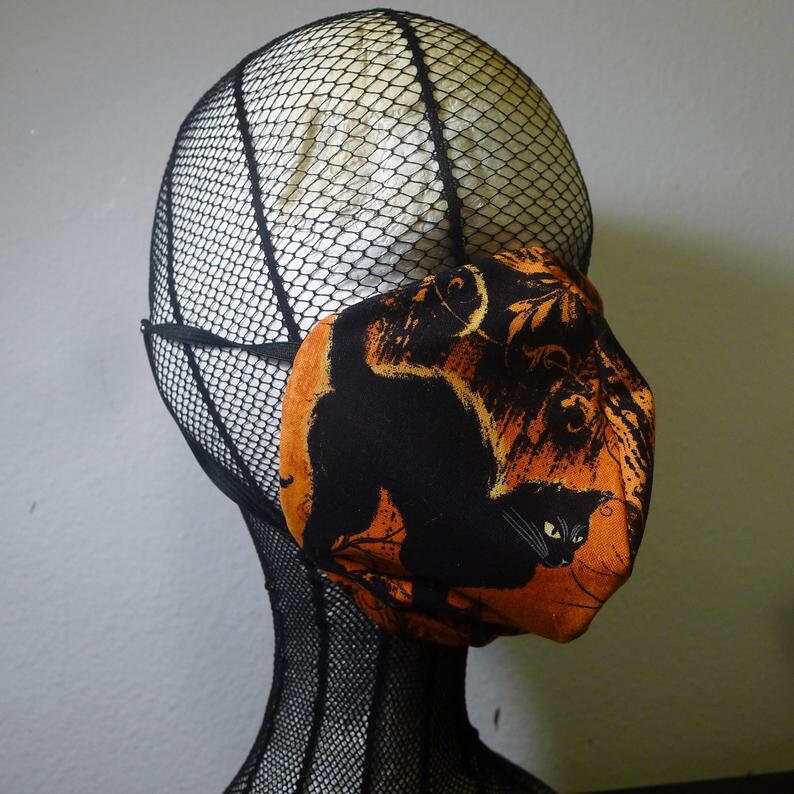 Black Cat Adult Face Mask Skeleton Cats Binx Hocus Pocus | Etsy