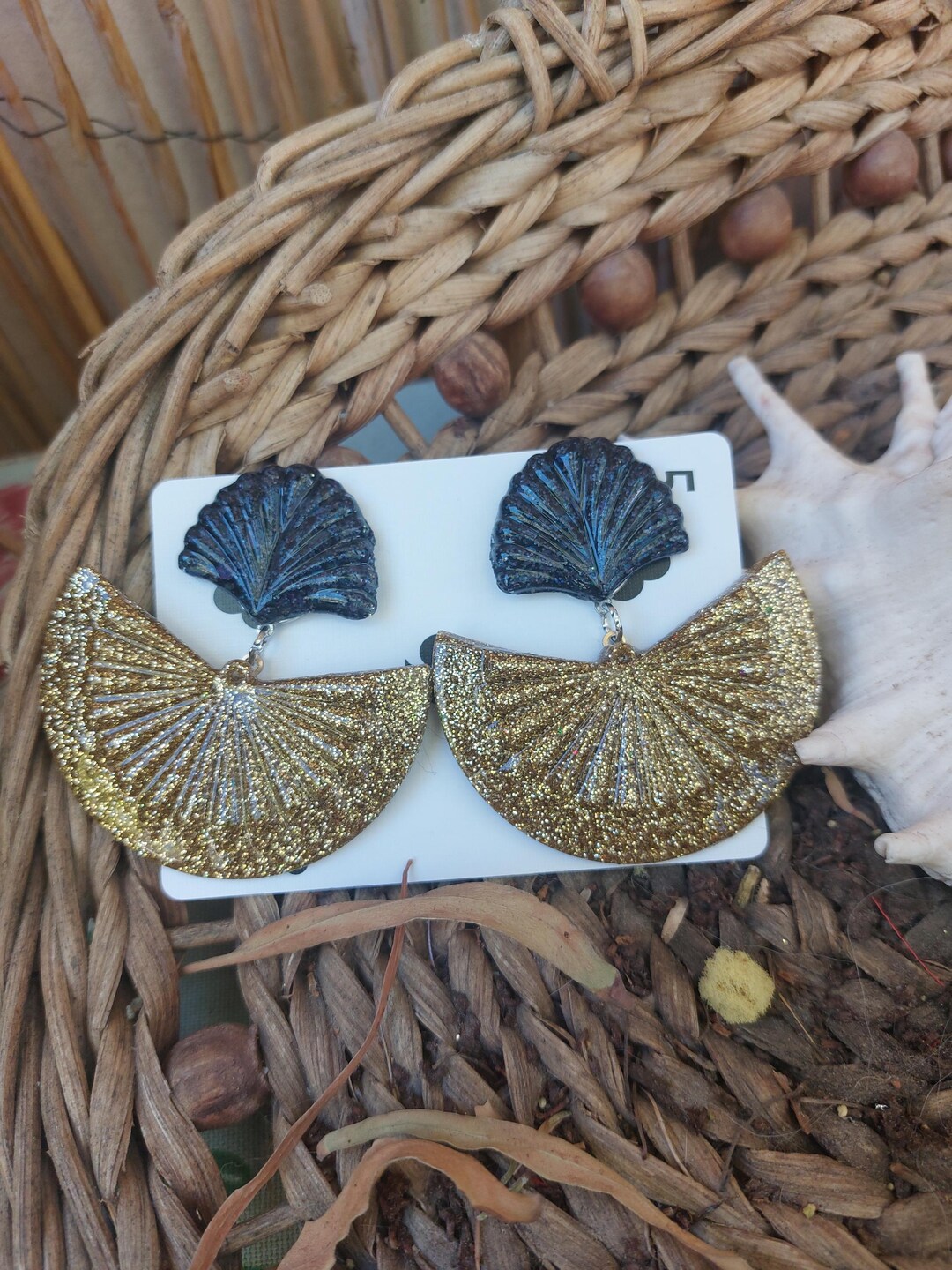 Resin Art Deco Earrings, Retro Fan Earrings, Gatsby Party Earrings ...