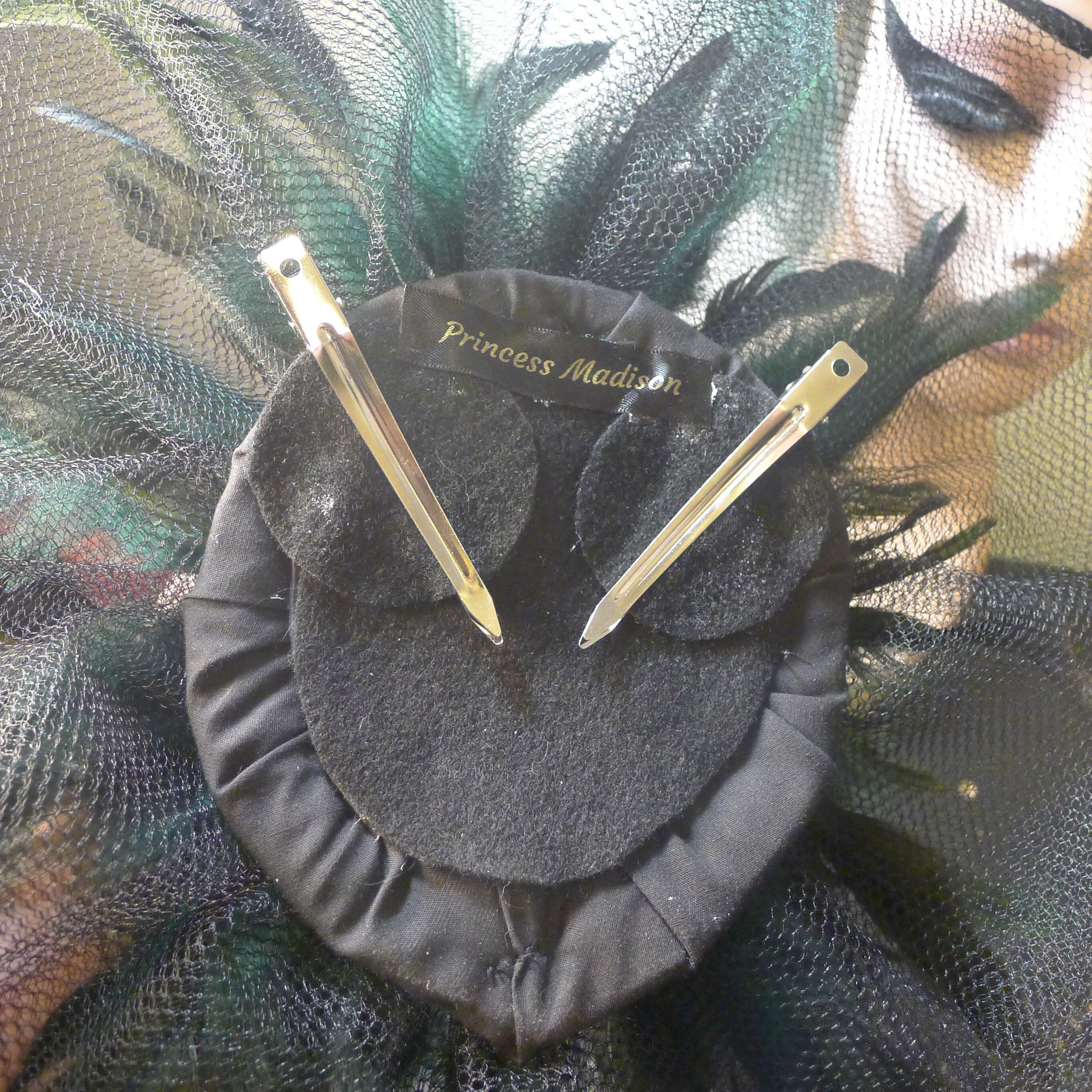 Raccoon Skull Fascinator Mini Hat W Black and Green Feathers, Taxidermy ...
