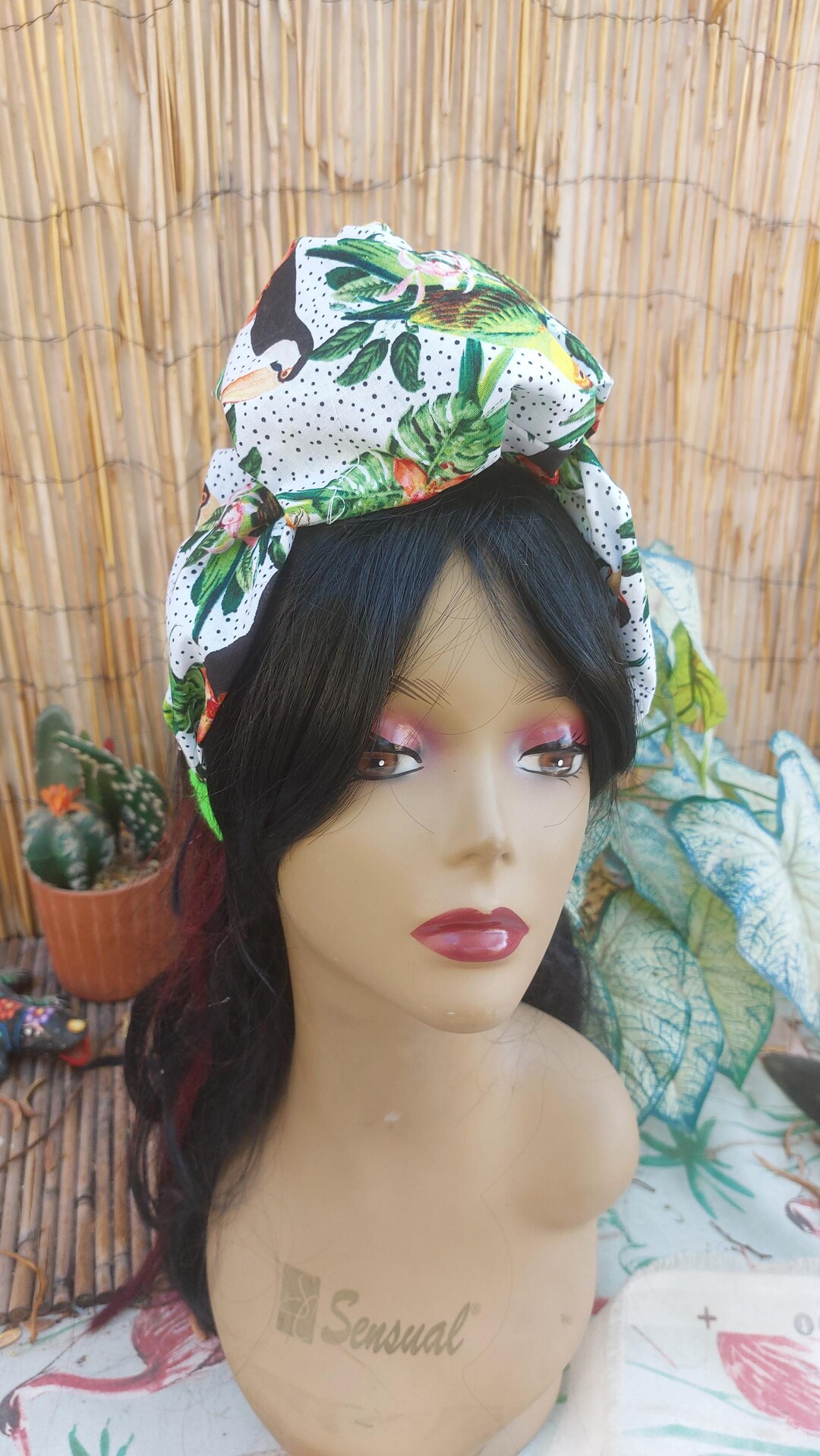 Retro Tropical Turban Headband: Parrot & Toucan Print - Etsy
